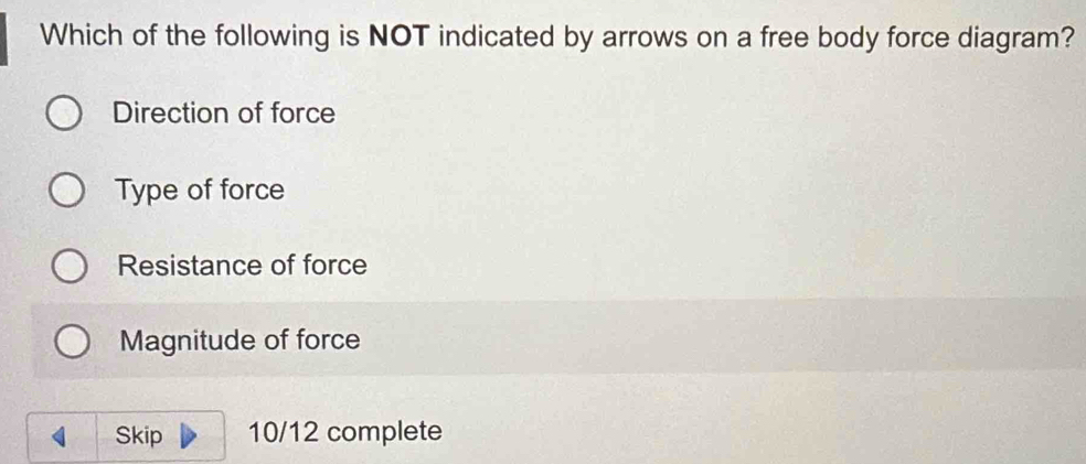 Solved: Which of the following is NOT indicated by arrows on a free ...