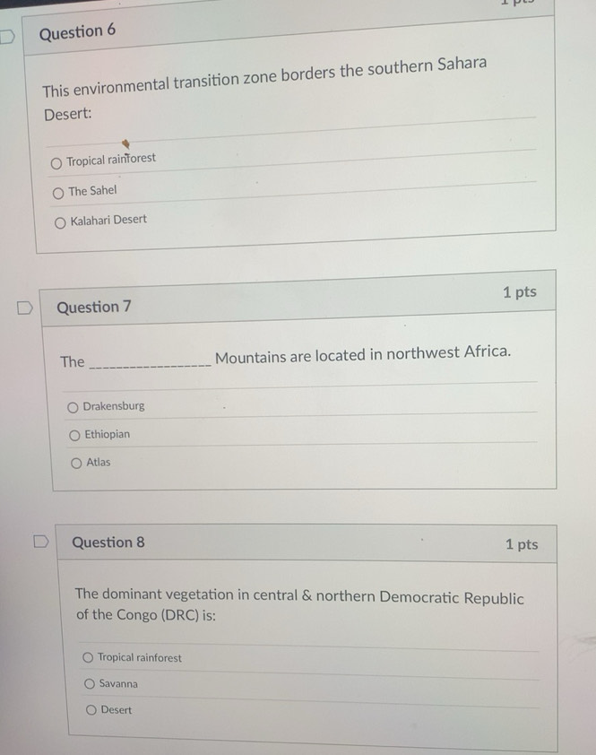 Solved: This environmental transition zone borders the southern Sahara ...