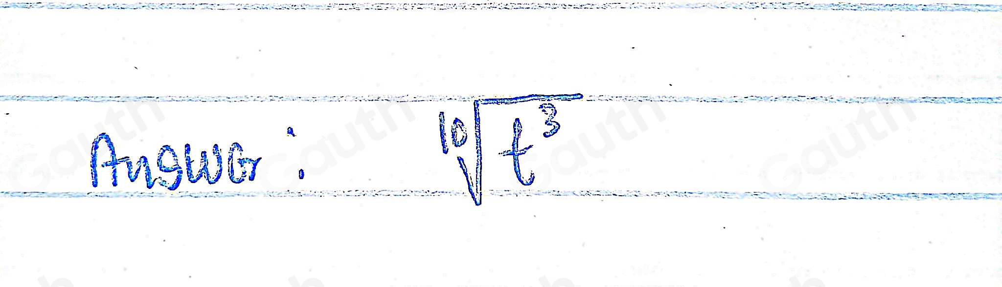 Solved: Write sqrt[5](t^9)/sqrt(t^3) as a single radical using the ...