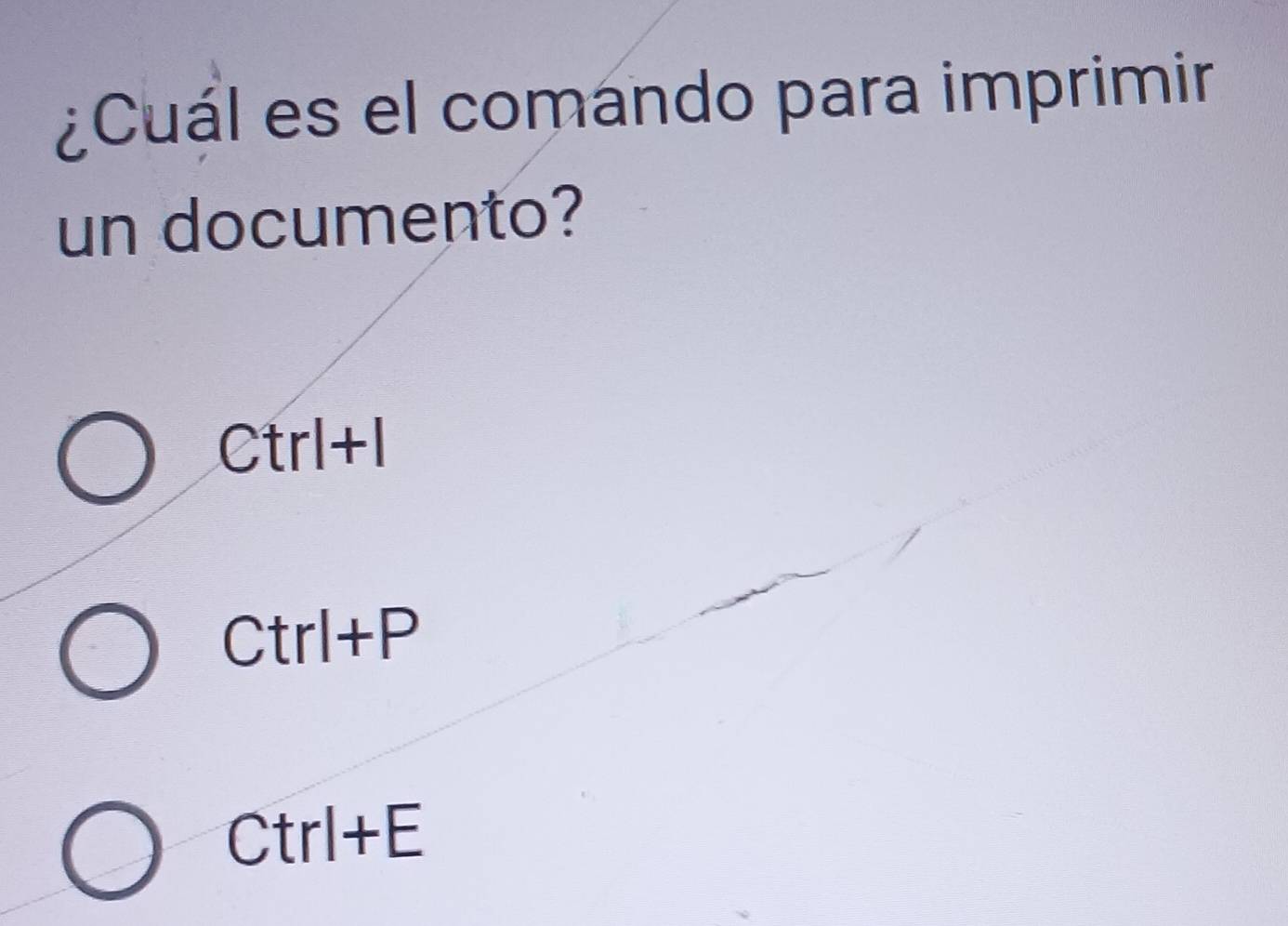 Resuelto:¿Cuál es el comando para imprimir un documento? Ctrl+I Ctrl+P ...