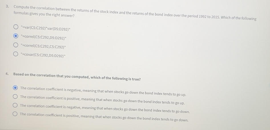Solved: Compute the correlation between the returns of the stock index ...