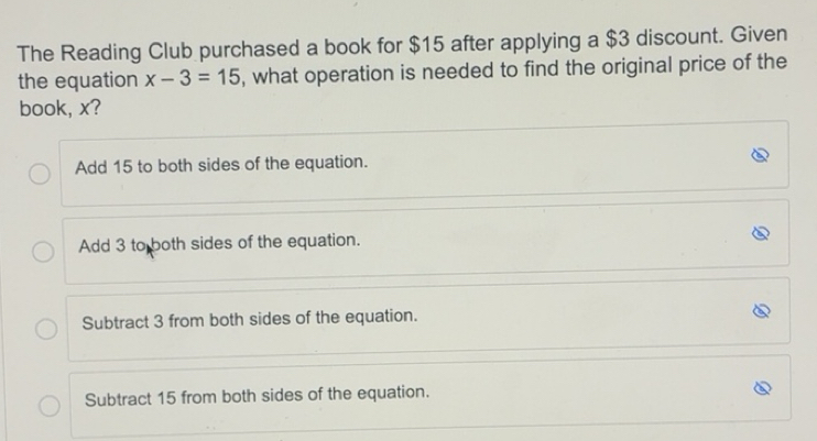 Solved: The Reading Club purchased a book for $15 after applying a $3 ...