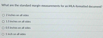 Solved: What are the standard margin measurements for an MLA-formatted ...