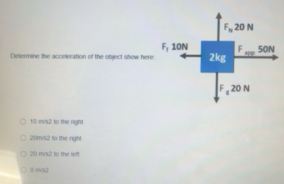 Gelöst:Determine the acceleration of the object show here 10 m/s2 to ...