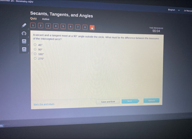 Solved: Summer 25 - Geometry ADV English Jo'Marya Secants, Tangents ...