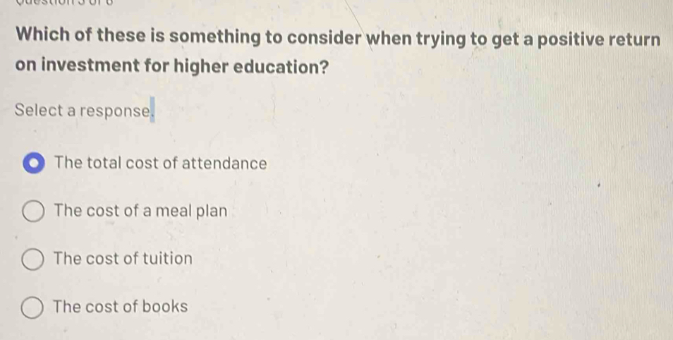 Solved: Which of these is something to consider when trying to get a ...