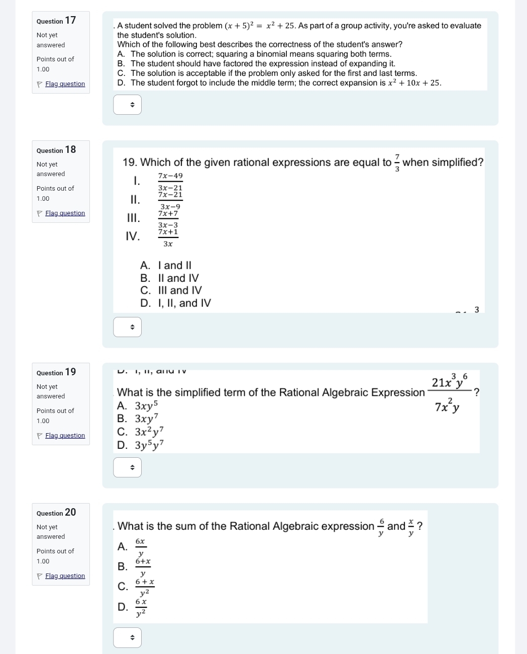 Solved: A student solved the problem (x+5)^2=x^2+25. As part of a group ...