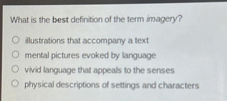 Solved: What is the best definition of the term imagery? illustrations ...