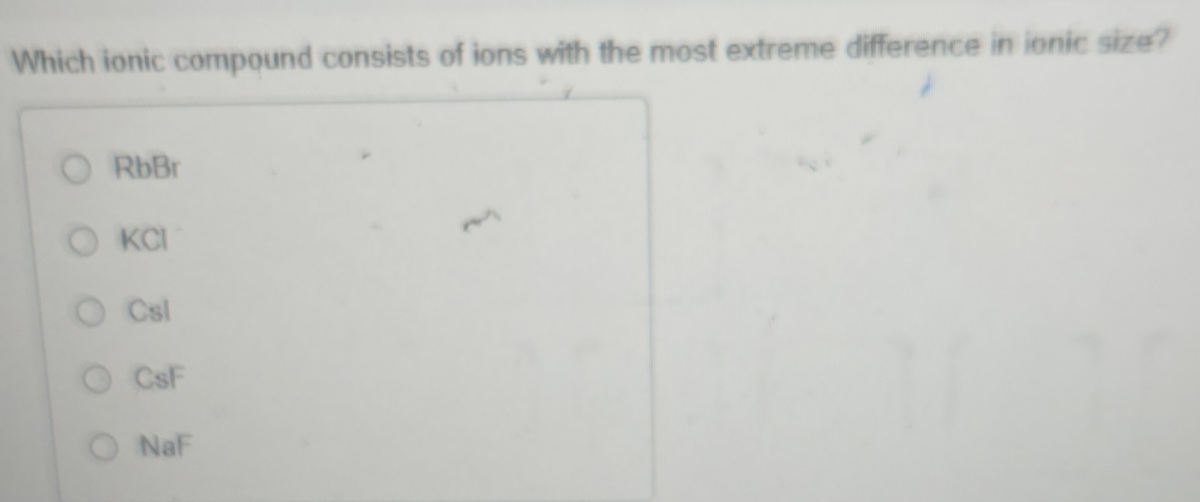 Solved: Which ionic compound consists of ions with the most extreme ...