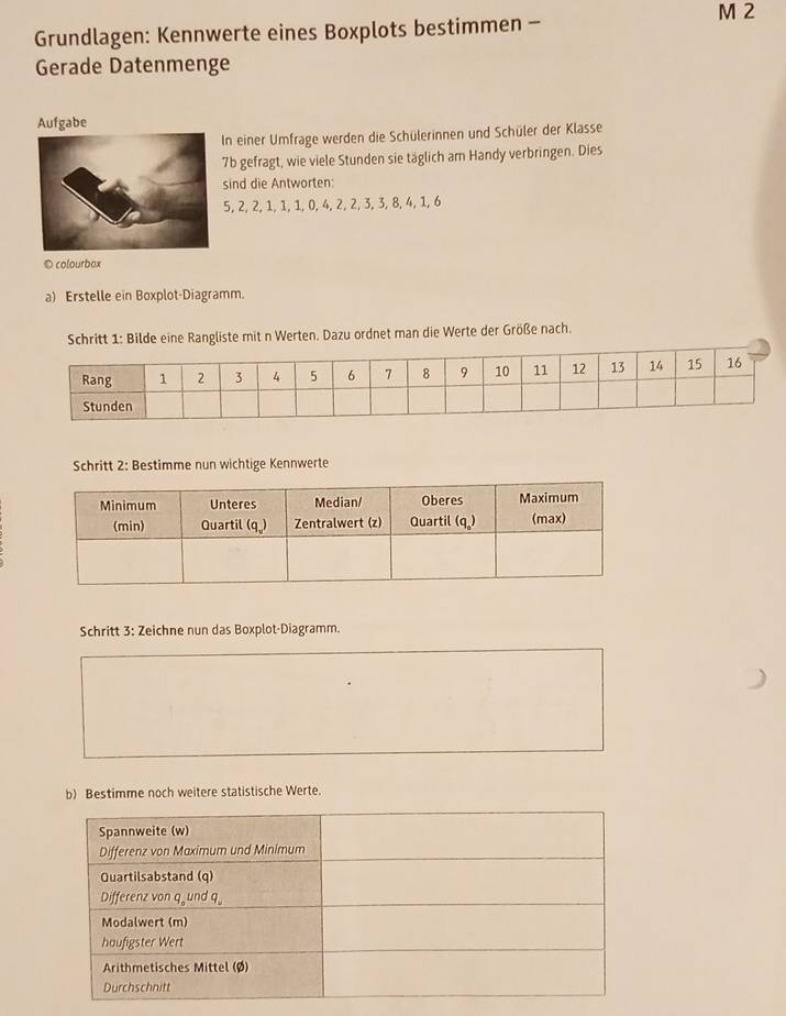 Gelöst:Grundlagen: Kennwerte eines Boxplots bestimmen - Gerade ...
