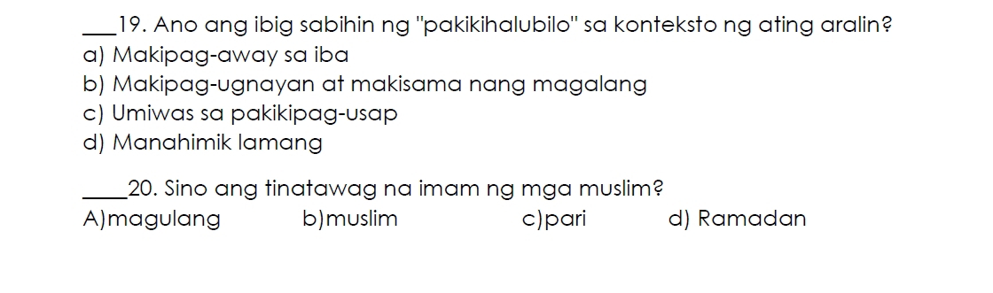 Solved: Ano ang ibig sabihin ng "pakikihalubilo" sa konteksto ng ating ...