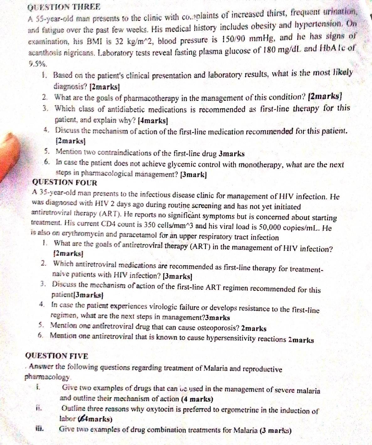 Résolu :QUESTION THREE A 55-year-old man presents to the clinic with ...