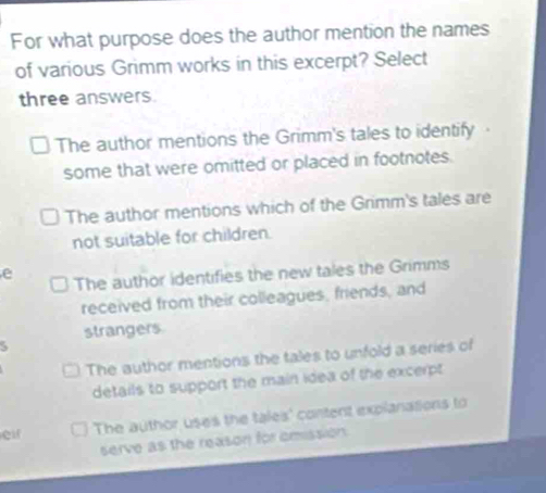 Solved: For what purpose does the author mention the names of various ...