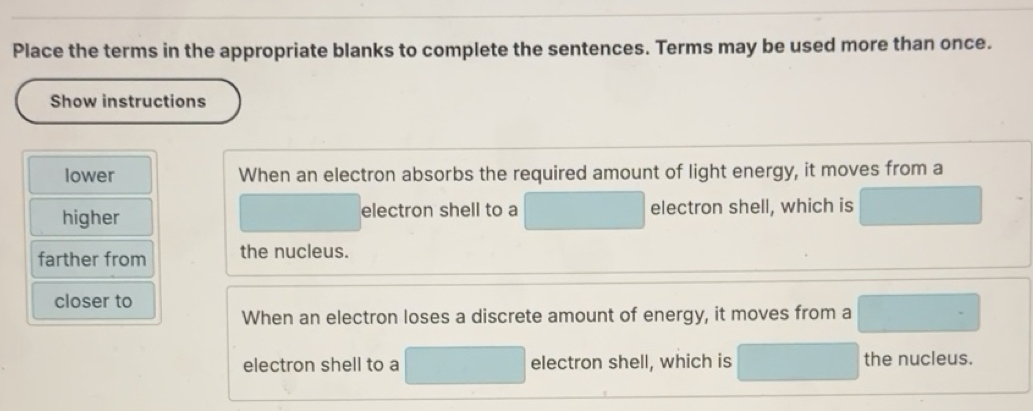Gelöst:Place the terms in the appropriate blanks to complete the ...