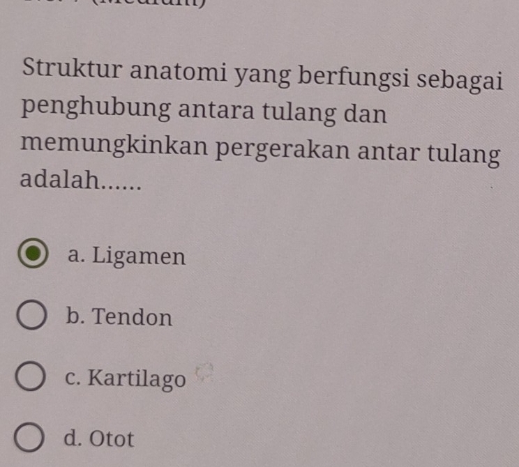Telah dijawab:Struktur anatomi yang berfungsi sebagai penghubung antara ...