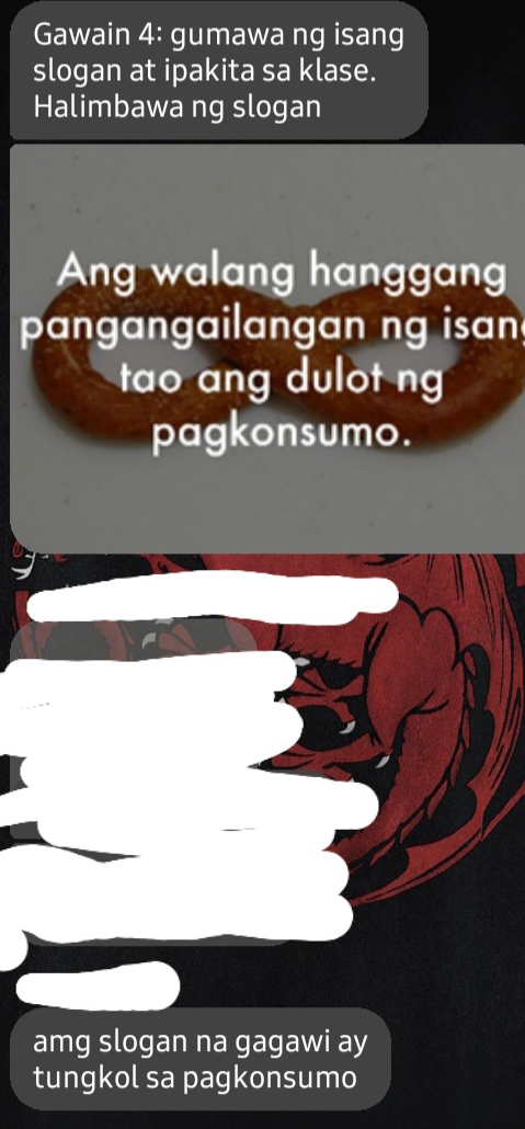Solved: Gawain 4: gumawa ng isang slogan at ipakita sa klase. Halimbawa ...