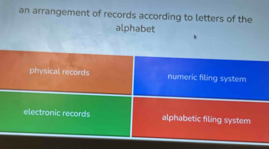 Solved: an arrangement of records according to letters of the alphabet ...