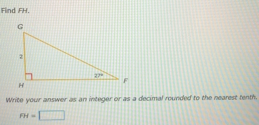 Solved: Find FH. Write your answer as an integer or as a decimal ...