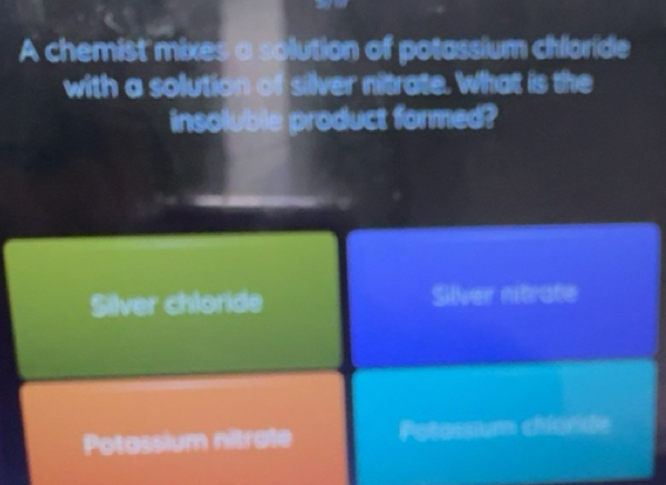 Solved: A chemist mixes a solution of potassium chloride with a ...