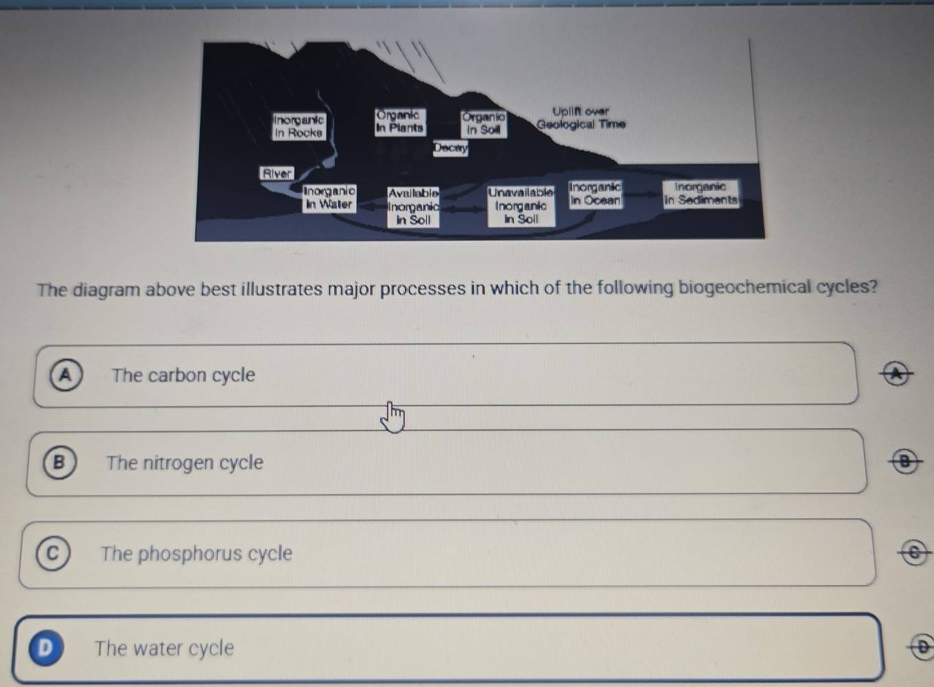Resuelto:The diagram above best illustrates major processes in which of ...