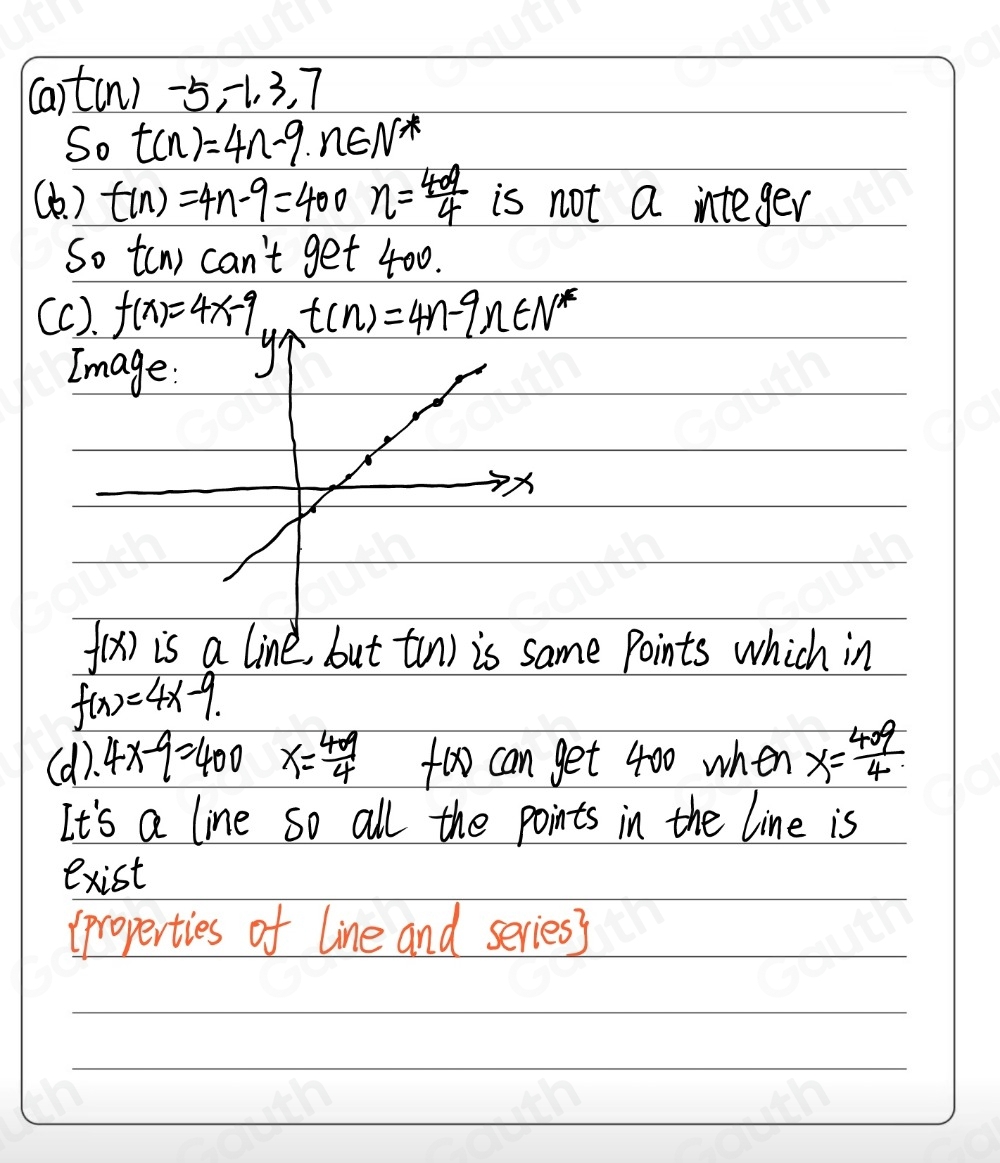 Solved: Consider sequence t(n) below. −5, −1, 3, 7,… a. Create multiple ...