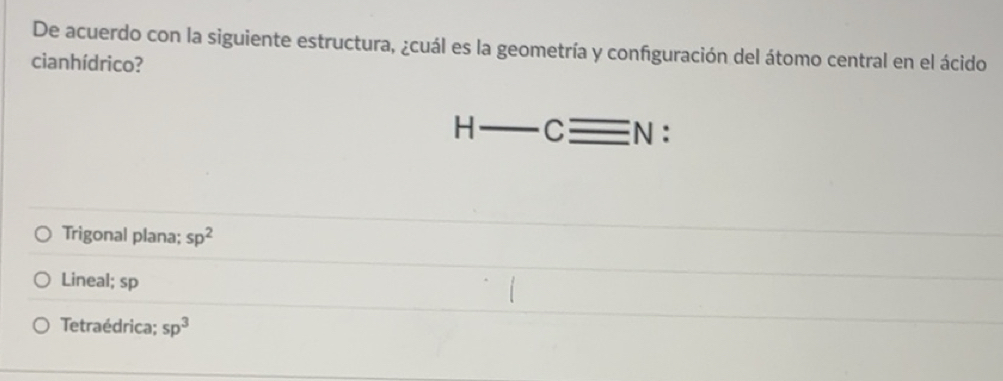 Resuelto:De acuerdo con la siguiente estructura, ¿cuál es la geometría ...