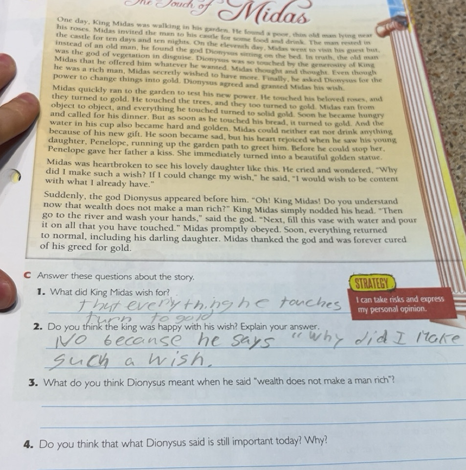 Solved: ouch Midas One day, King Midas was walking in his garden. He ...