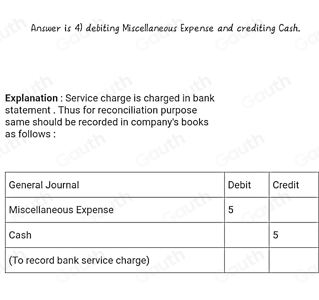Solved: In reconciling a bank statement, the bank statement balance is ...