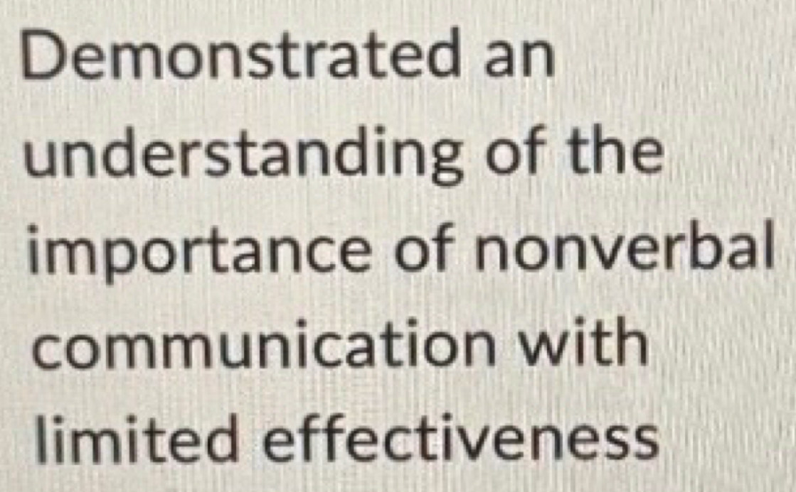 Solved: Demonstrated an understanding of the importance of nonverbal ...