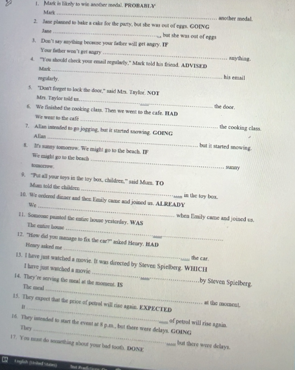 Gelöst:Mark is likely to win another medal. PROBABLY Mark_ another ...