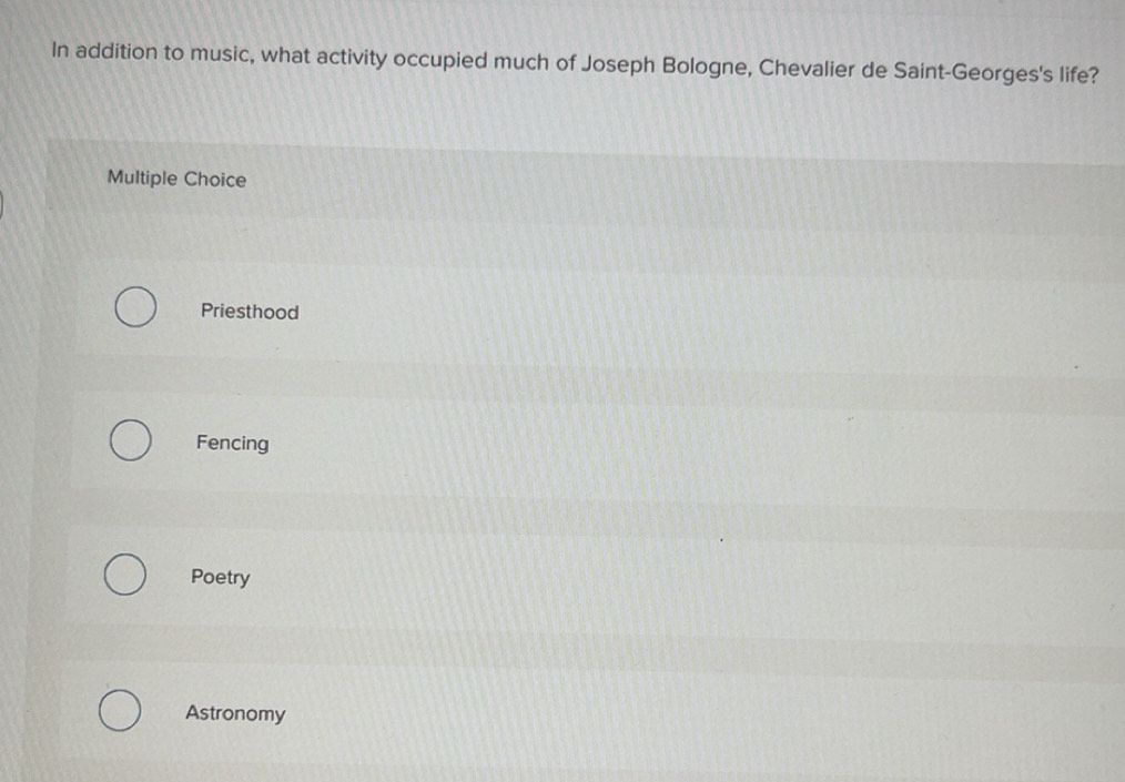 Solved: In addition to music, what activity occupied much of Joseph ...