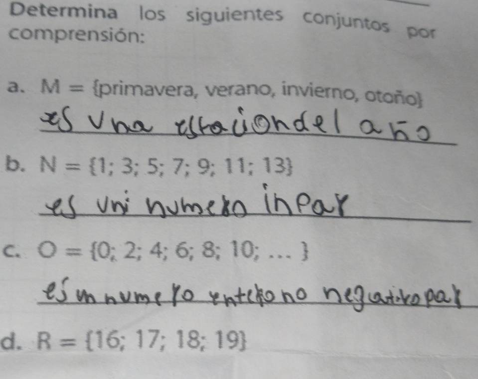 Resuelto:Determina los siguientes conjuntos por comprensión: a. M ...