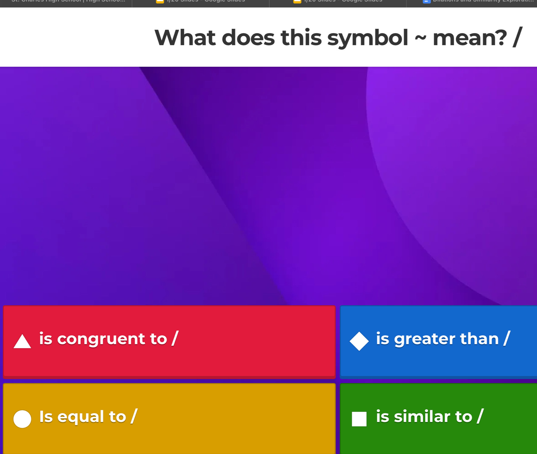 Gelöst:What does this symbol ~ mean? / is congruent to / is greater ...