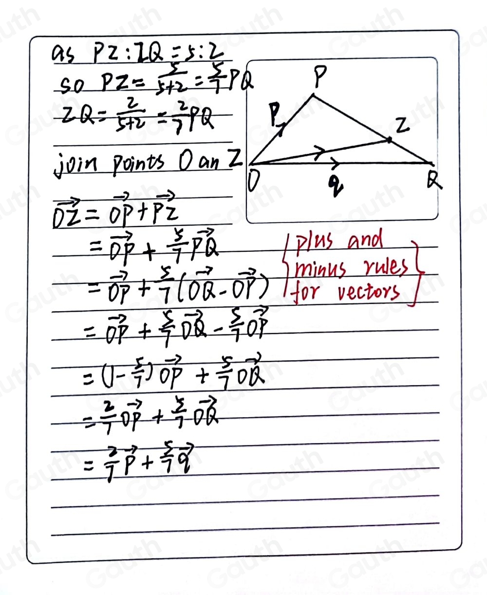 Selesai:O is the origin, vector OP=p and vector OQ=q 4 Z is a point on ...