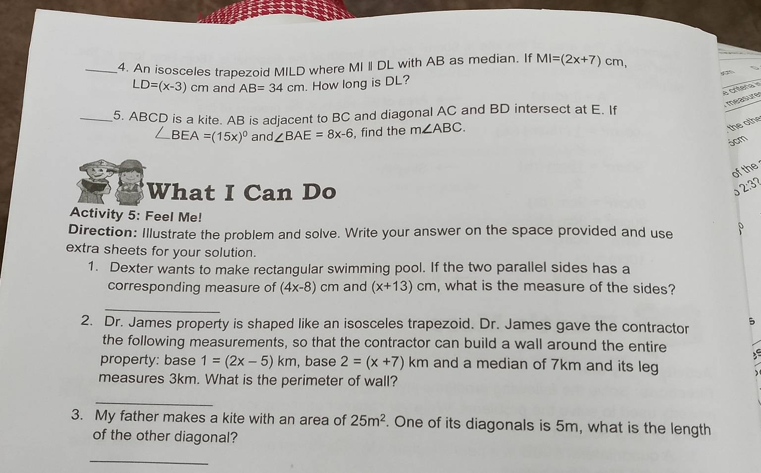 Solved: An isosceles trapezoid MILD where MIparallel DL with AB as ...