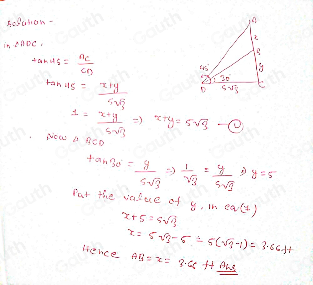 Solved: (03:04 MC) Two ropes, AD and BD, are tied to a peg on the ...