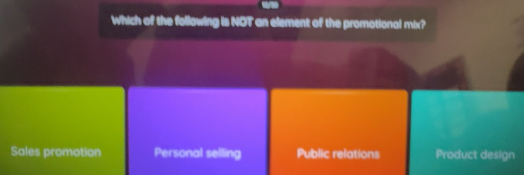 Solved: Which of the following is NOT an element of the promotional mix ...