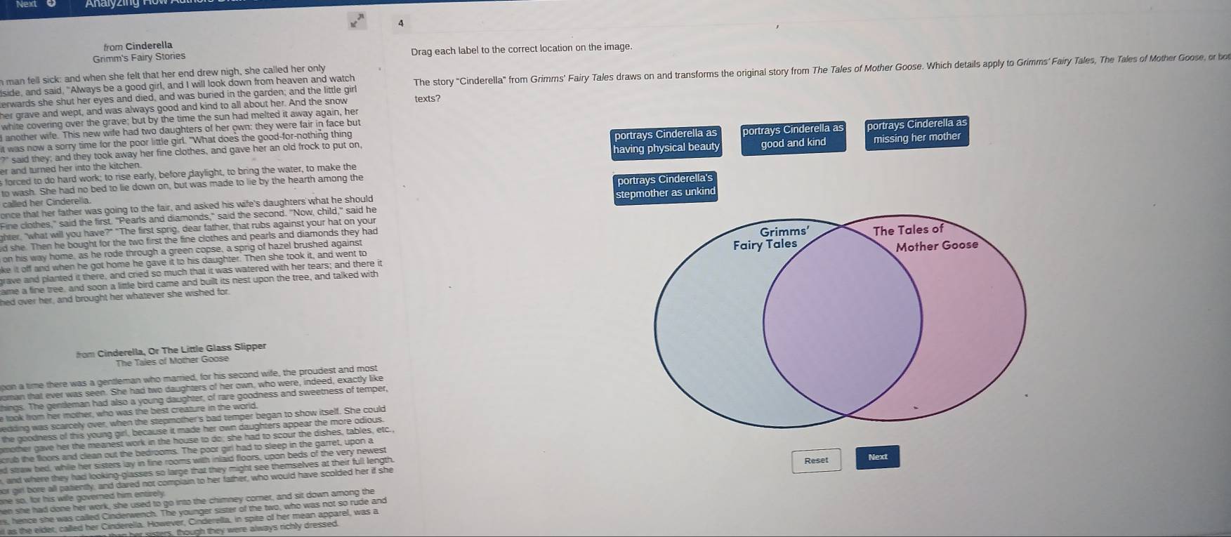 Solved: from Cinderella Grimm's Fairy Stories Drag each label to the ...