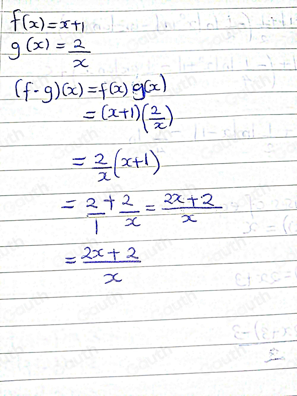 Solved: Select the correct answer. Consider these functions: f(x)=x+1 g(x)= 2/x Which polynomial ...