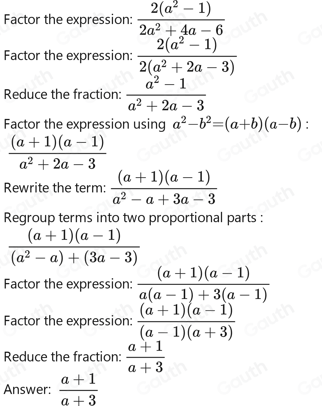 Solved: (2a^2-2)/2a^2+4a-6 [Math]