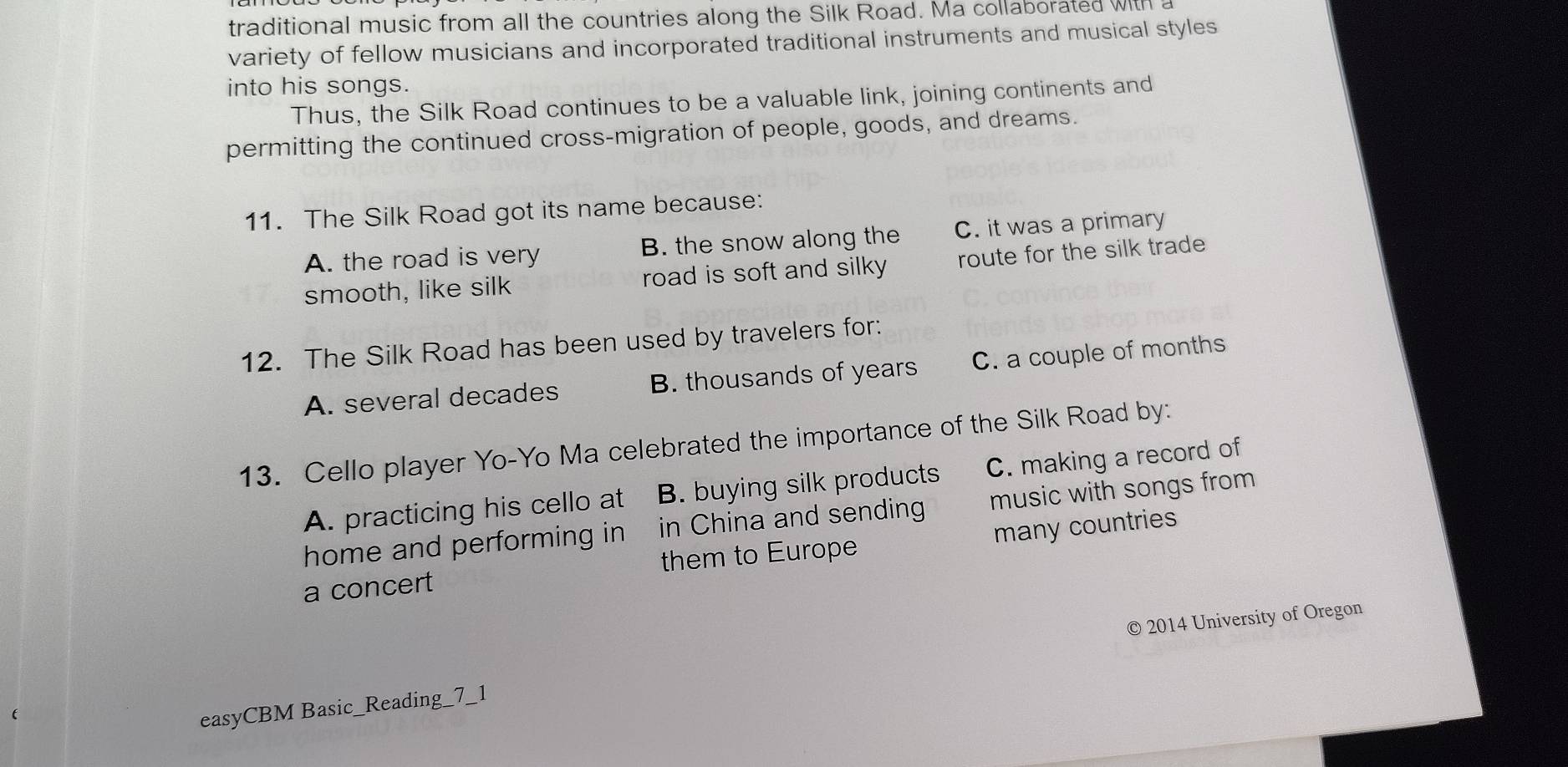 Solved: traditional music from all the countries along the Silk Road ...