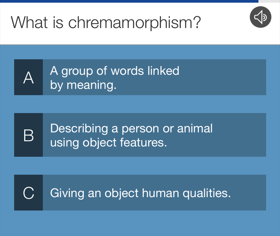 Solved: What is chremamorphism? A A group of words linked by meaning ...