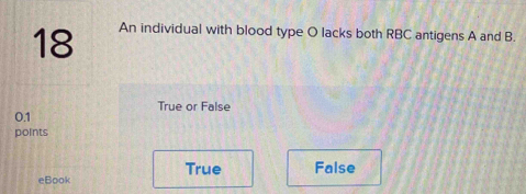 Solved: An individual with blood type O lacks both RBC antigens A and B ...