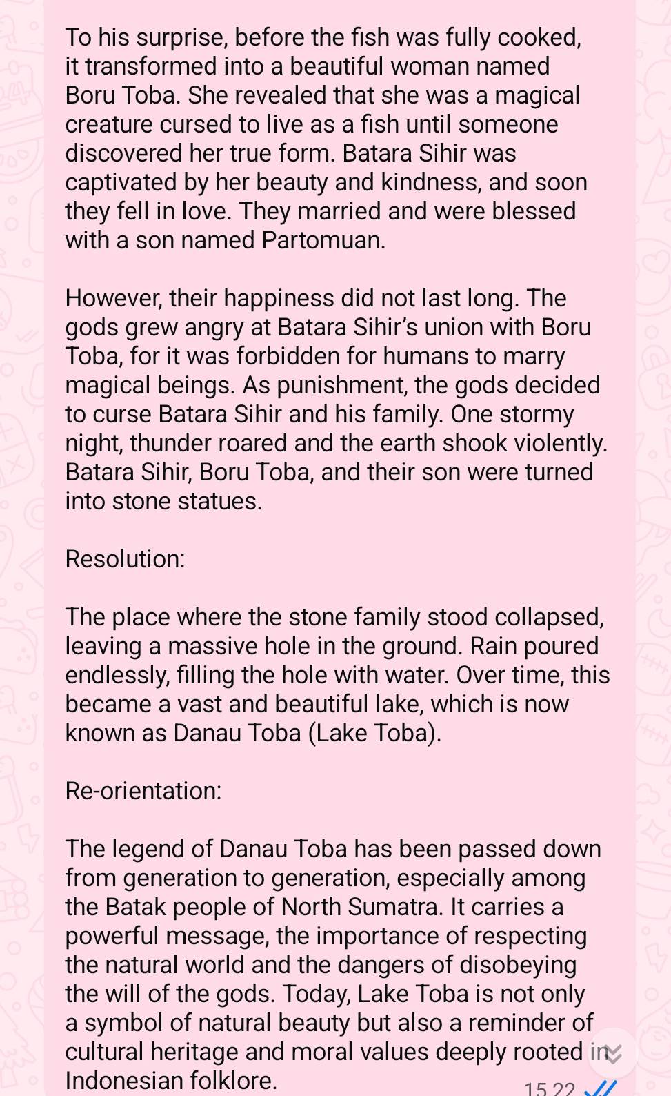 Telah dijawab:To his surprise, before the fish was fully cooked, it ...