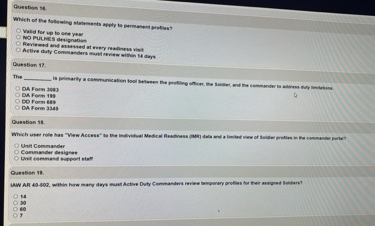 Solved: Which of the following statements apply to permanent profiles ...