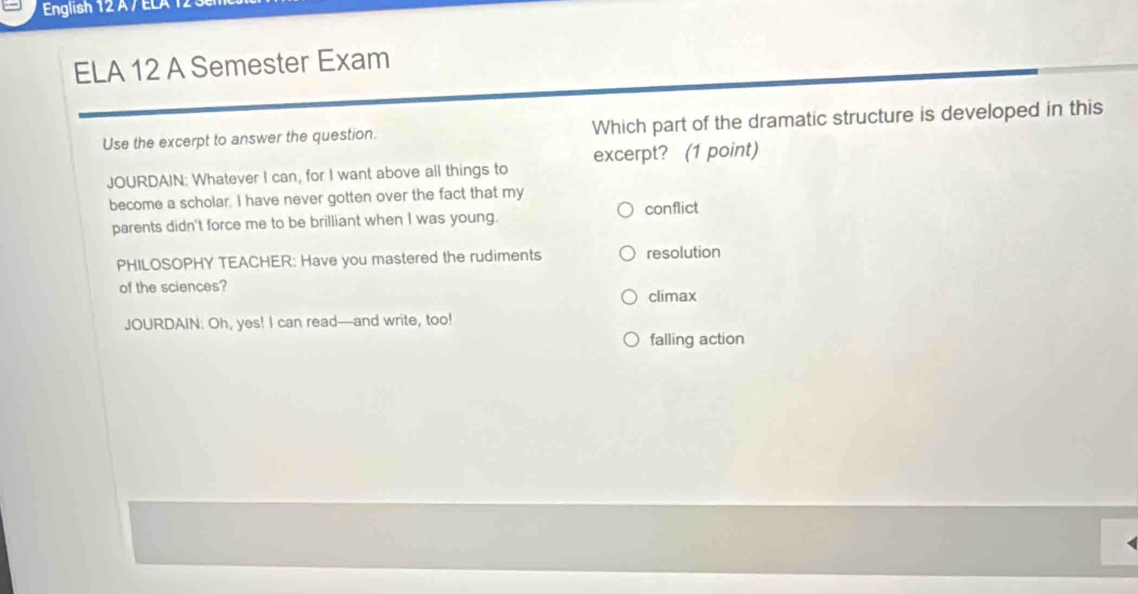 Solved: English 12 A / ELA ELA 12 A Semester Exam Use the excerpt to ...