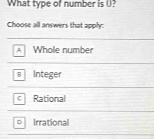 Solved: What type of number is ()? Choose all answers that apply: [Math]