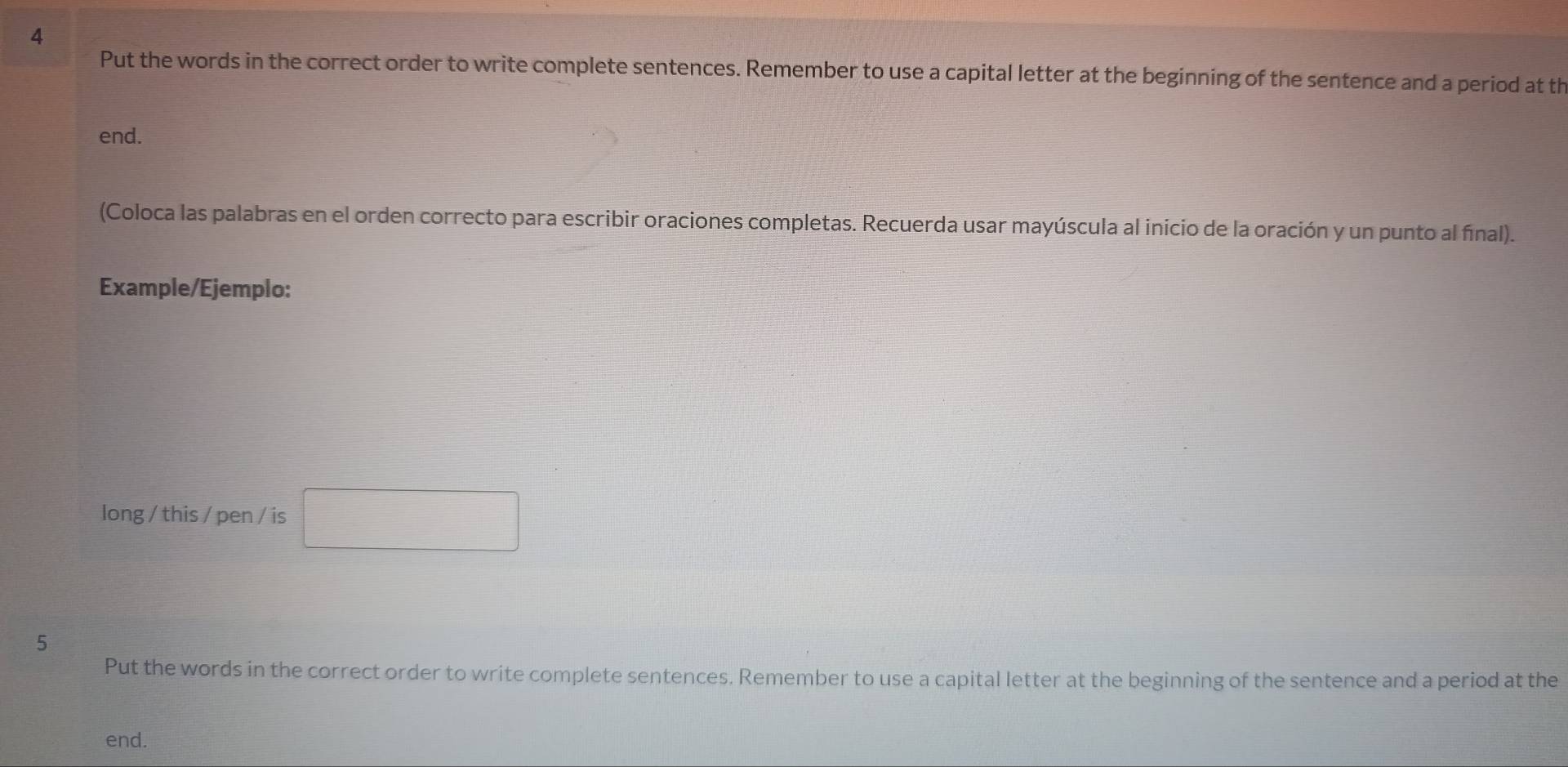 Resuelto:Put the words in the correct order to write complete sentences ...