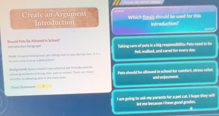 Solved: Choose the correct anm Create an Argument Introduction Which ...