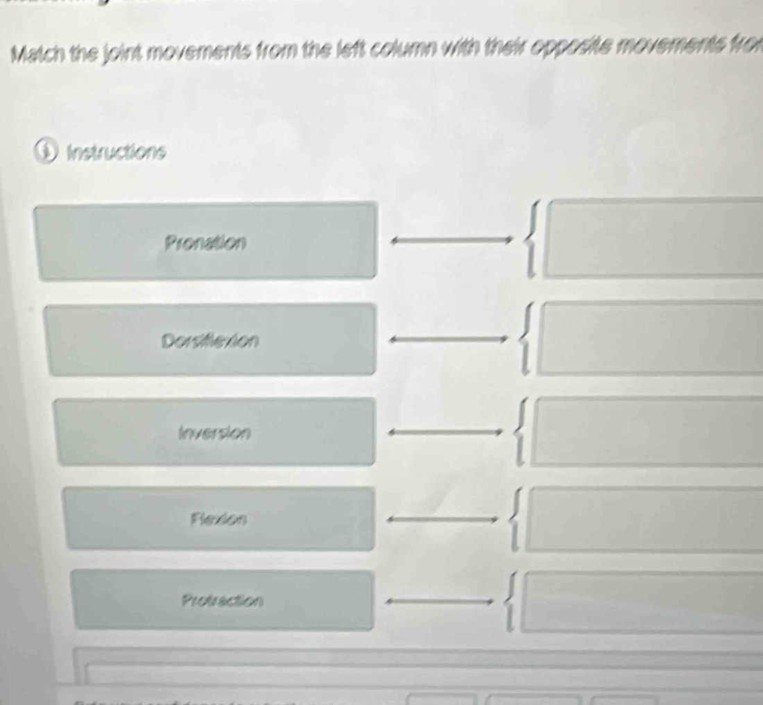 Solved: Match the joint movements from the left column with their ...